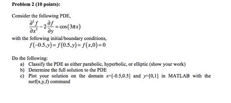 Problem Points Consider The Following PDE Chegg