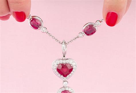 Heart Shape Ruby Diamond 18mm Pearl Pendant Necklace Design By Ella