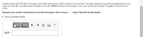 Solved A Beaker With 180×102 Ml Of An Acetic Acid Buffer