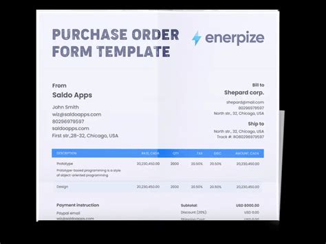 Purchase Order Template Excel And Word Free Download