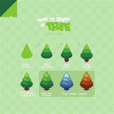 Tutorial Tree Pixel Art Piksel sanatı Çizimler Animasyon