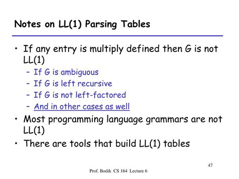 ppt cs164 lecture 6 advanced parser techniques powerpoint