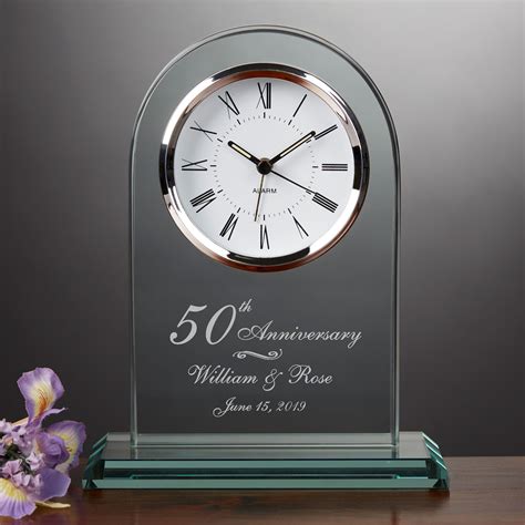 Everlasting Love Anniversary Clock With Personalized Glass