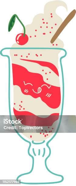 유리에 귀여운 맛 있는 아이스크림 사랑 스러운 귀 엽 다 달콤한 디저트 재미 있는 얼굴 벡터 일러스트 귀여운에 대한 스톡 벡터 아트 및 기타 이미지 Istock