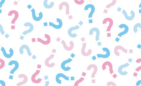 완벽 한 패턴 성별 공개 테마를 위한 성별 파티 파란색과 분홍색 배경은 베이비 샤워 초대장 공지 사항 또는 창의적인 파티 디자인에 적합합니다 물음표 배경 0명에 대한 스톡