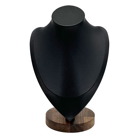 9 12 Black Leatherette Walnut Base Necklace Bust Display Jpi Display