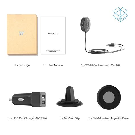 Taotronics Bluetooth Car Kit Bluetooth Receiver Bluetooth 4 2 Hands Free Audio Adapter Built