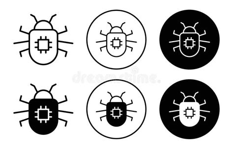 Computer Bug Icon Collection Of Outline Thin Line Symbol Or Sign Stock