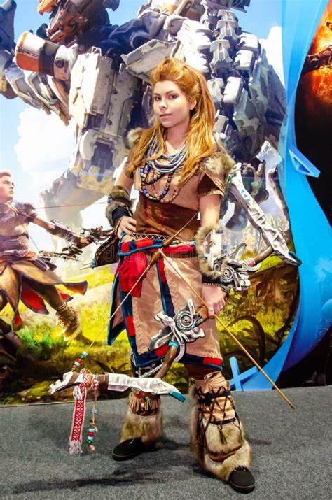 Kyiv Ukraine April 12 2019 Horizon Zero Dawn Aloy Cosplay In Cee