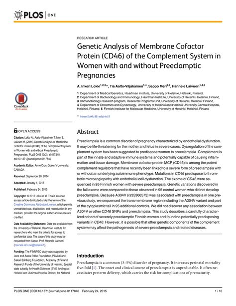 Pdf Genetic Analysis Of Membrane Cofactor Protein Cd46 Of The
