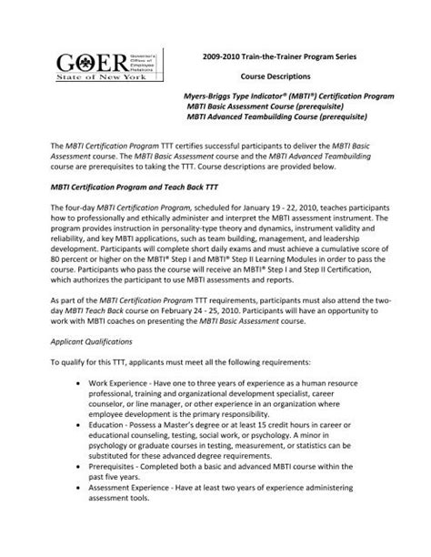 Mbti® Certification Program Mbti