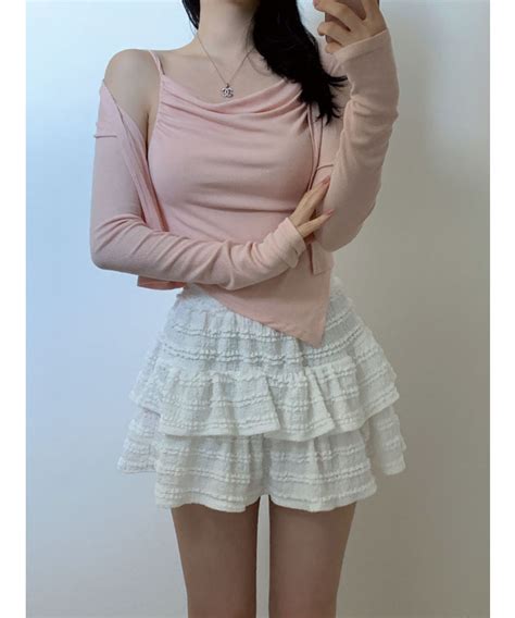 윤슬 러블리 속바지O 아이유 프릴 레이스 펀칭 캉캉 밴딩 플레어 발레코어 미니스커트 color