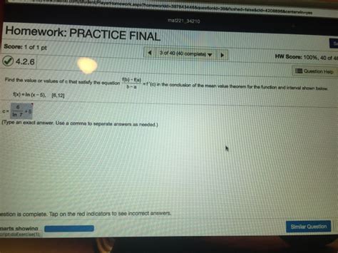 Solved Find The Value Or Values Of C That Satisfy The