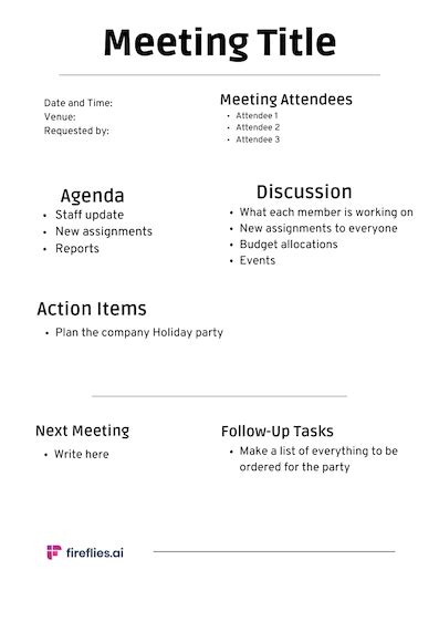 Write Perfect Meeting Minutes With These 20 Templates