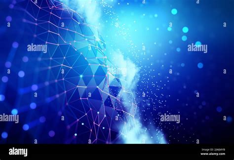 Big Data And Cybersecurity 3d Illustration Neural Network And Cloud