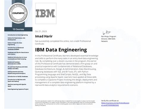 Îmad Harir On Linkedin Dataengineering Certification Ibm Coursera