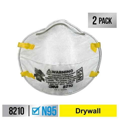 3m 8210 N95 Drywall Sanding Performance Disposable Respirator 2 Pack