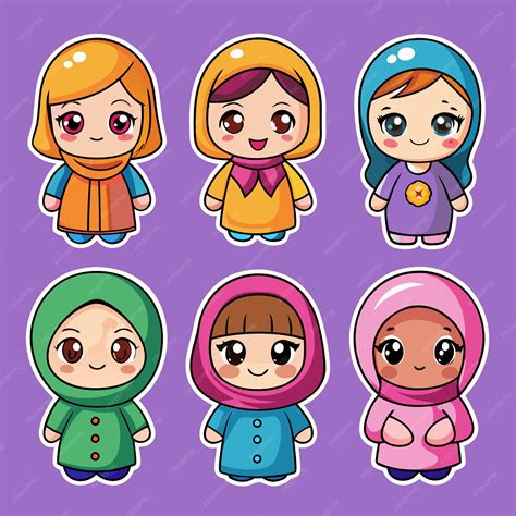 Cute Chibi Stickers Premium Ai Generated Vector