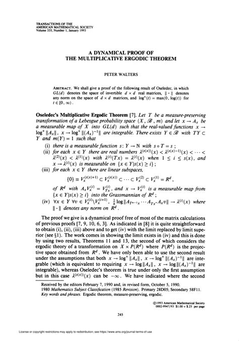 Pdf A Dynamical Proof Of The Multiplicative Ergodic Theorem