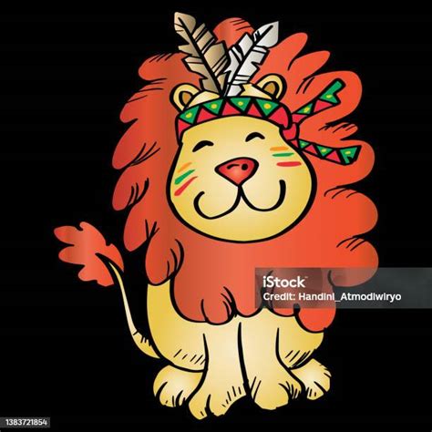 만화 사자 인도 깃털이 달린 귀여운 사자의 벡터 일러스트레이션 0명에 대한 스톡 벡터 아트 및 기타 이미지 0명 귀여운 깃털 Istock