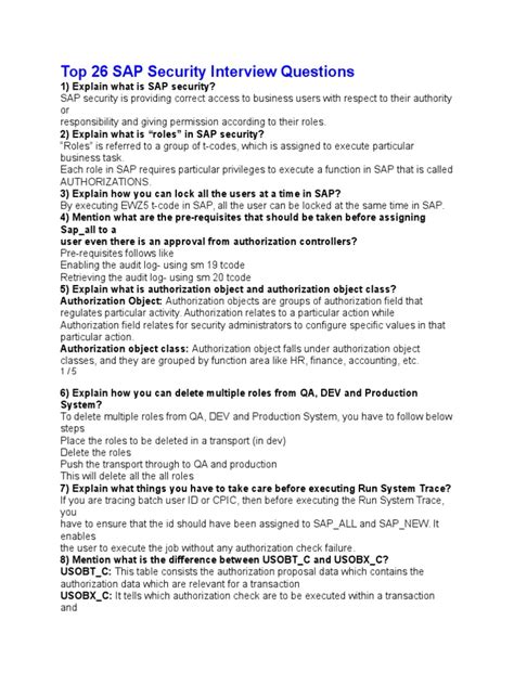 Top 26 Sap Security Interview Questions Download Free Pdf Database