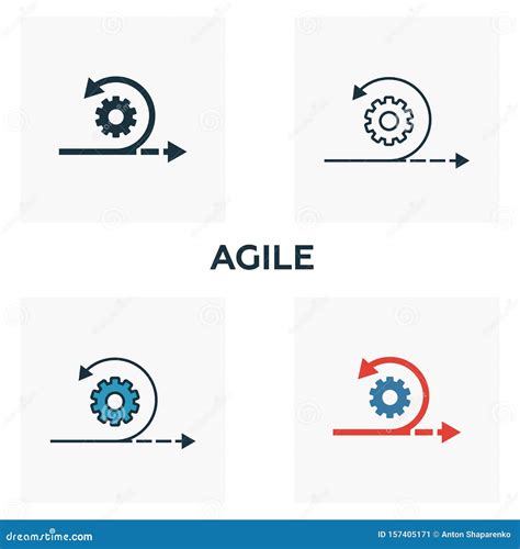 Agile Icon Set Four Elements In Diferent Styles From Content Icons Collection Stock