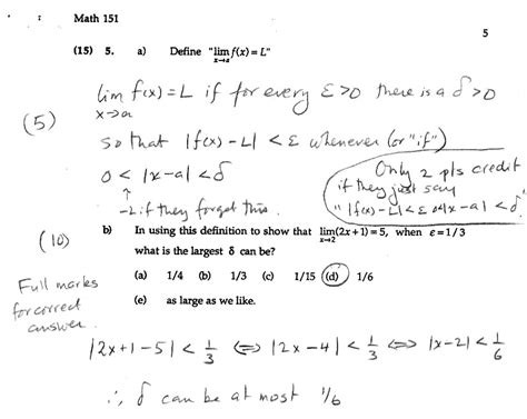 Math 151 Mid Term 1 Exam Solutions Summer 1999