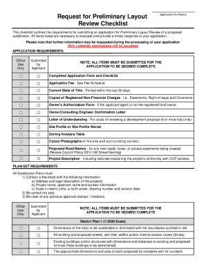 Fillable Online Request For Preliminary Layout Review Checklist Fax Email Print PdfFiller