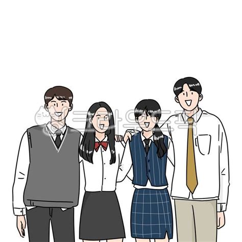 친구들 여러명 친구 학생 학생들 사진 이미지 일러스트 캘리그라피 Kamillust작가