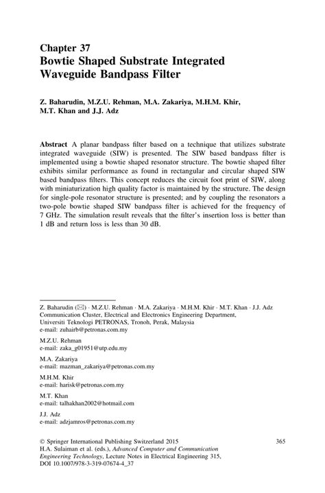 Pdf Bowtie Shaped Substrate Integrated Waveguide Bandpass Filter