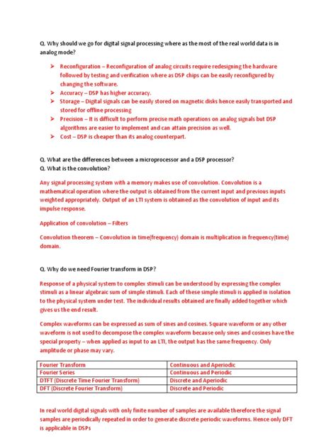 Dsp Interview Questions And Topics Pdf Analog To Digital Converter Digital Signal Processing