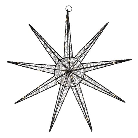 Stea De Craciun Cu Lumini Led Ecd Germany Metal Negru 50 Cm Joc De Lumina Temporizator