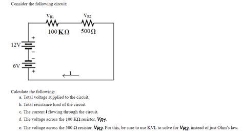 Solved Consider The Following Circuit Calculate The Chegg