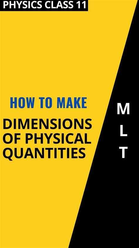 How To Make Dimensions Of Physical Quantities Dimensions Of Physical Quantities Class 11