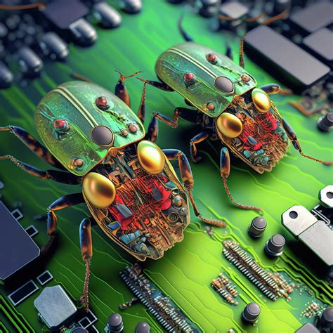 Computer Bugs 03 Mainboard Attack Digital Art By Matthias Hauser Fine