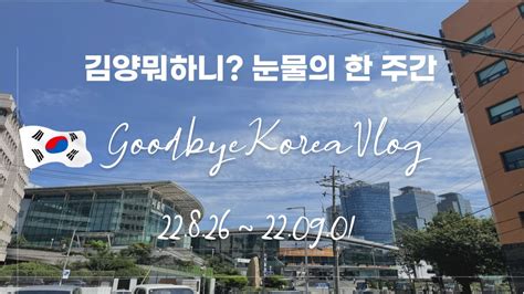 한국에서의 마지막 한 주간 I 굿바이 코리아 I 눈물샘 주의 220826 0901 Youtube