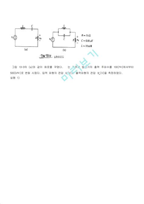 자연과학 기초회로실험 직렬 및 병렬 공진 회로와 필터전기전자실험과제