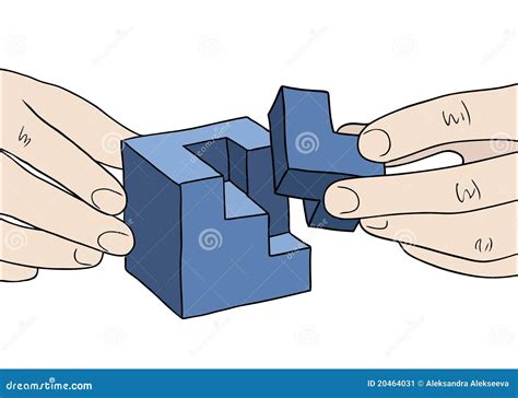 Human Hands Assembling Blue Cube Stock Vector Illustration Of