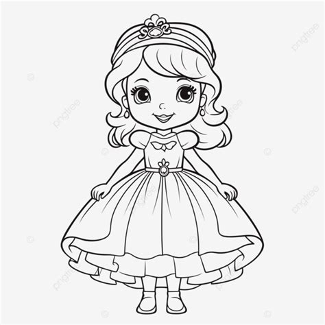 Cute Princess Coloring Page Outline Sketch Drawing Vector Wing Drawing