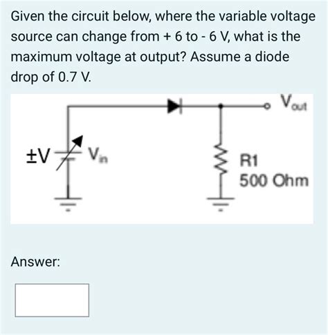 Solved Given The Circuit Below Where The Variable Voltage