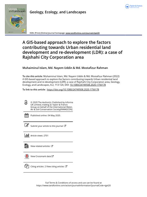 A Gis Based Approach To Explore The Factors Contributing Towards Urban