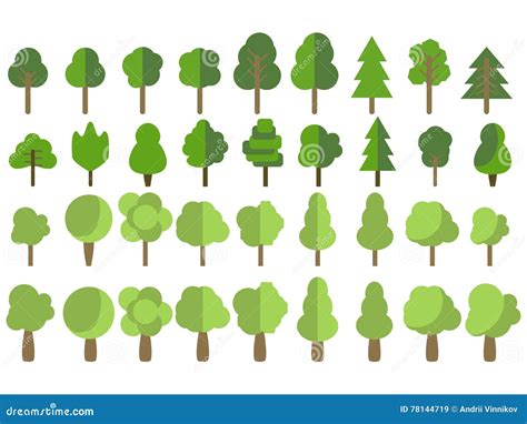 Flat Trees Trees Set In A Flat Design Vector Icons Stock Vector Illustration Of Floral