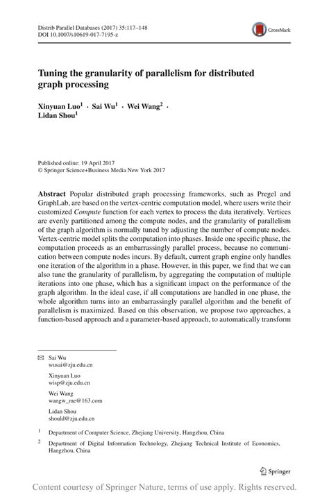 Tuning The Granularity Of Parallelism For Distributed Graph Processing