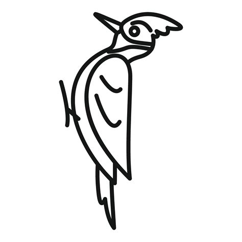 Woodpecker Bird Pecking Wood Tree Trunk Icon 47630278 Vector Art At
