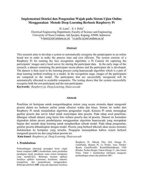 Pdf Implementasi Deteksi Dan Pengenalan Wajah Pada Sistem Ujian Online Menggunakan Metode Deep