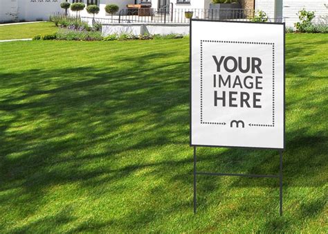 Large Yard Sign Mockup In Front Of Big House Mediamodifier
