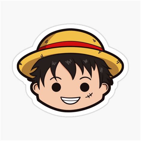 Monkey D Luffy Chibi Head Sticker By Chibi Heads Redbubble