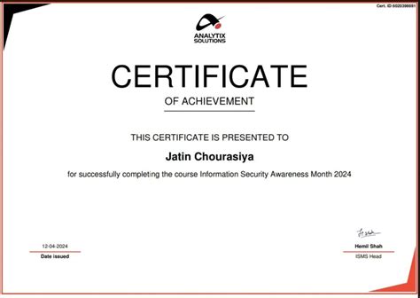 Jatin Chourasiya On Linkedin Success Achievement Certificate