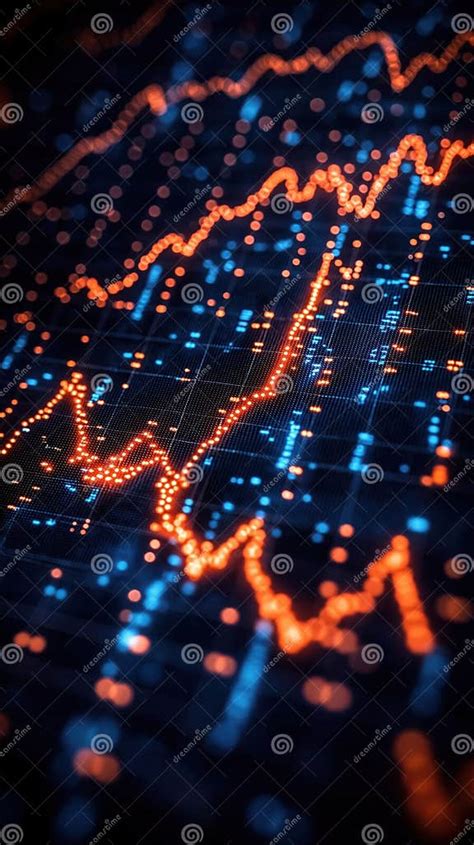 Digital Stock Market Chart Displays Dynamic Trends Graph Shows Fluctuating Values With Orange