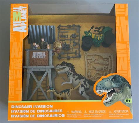 New Animal Planet Dinosaur Invasion Playset Vehicle Figures T Rex Stand